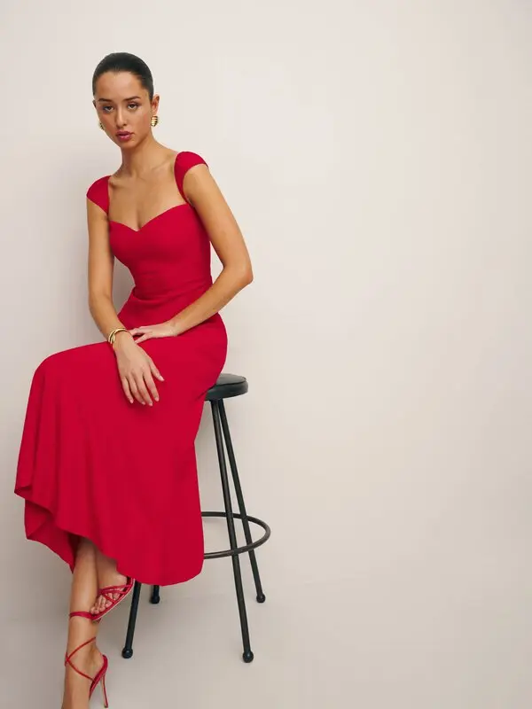 REFORMATION Bryson Midi Dress - Cherry
