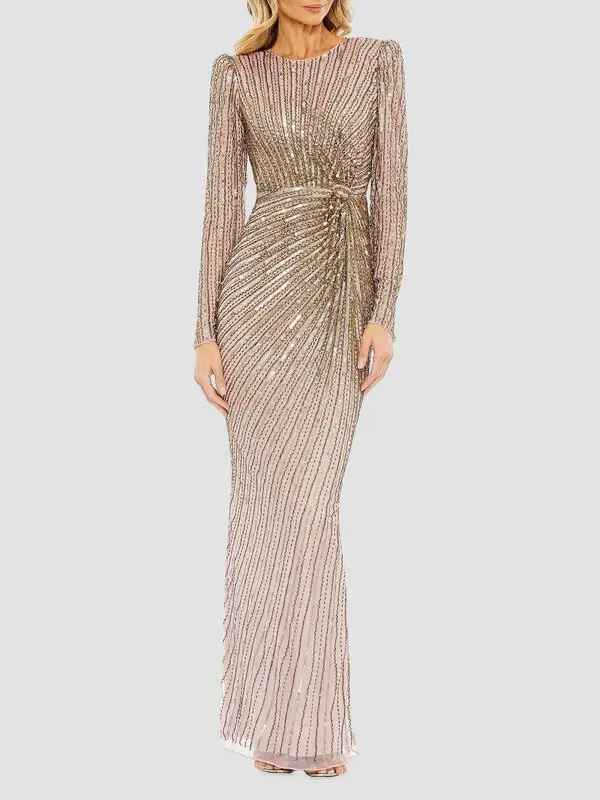 Mac Duggal Embellished Knotted Column Gown