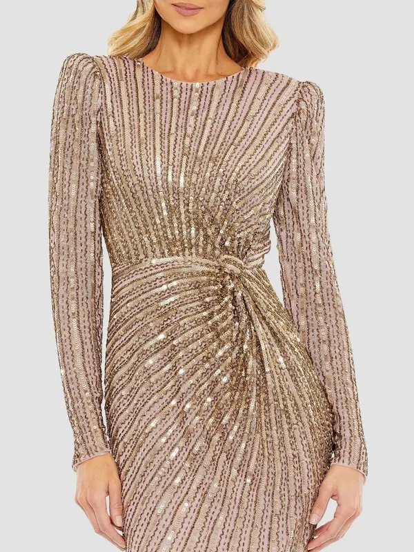 Mac Duggal Embellished Knotted Column Gown