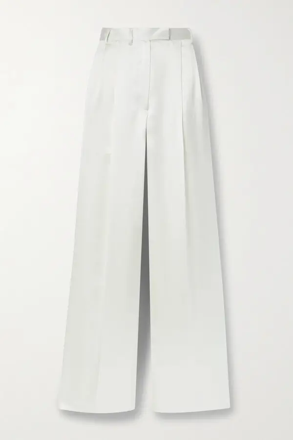Christopher John Rogers Pleated Satin Wide-leg Trousers
