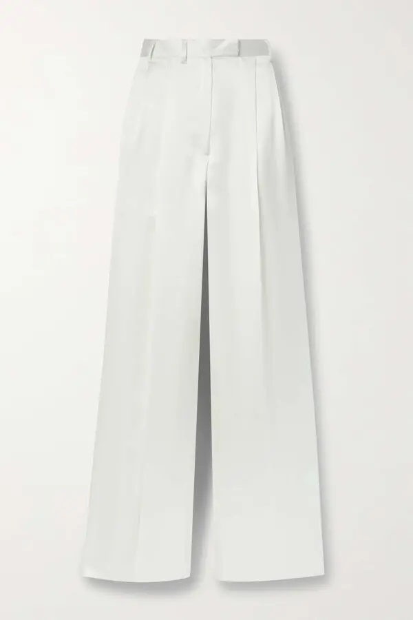 Christopher John Rogers Pleated Satin Wide-leg Trousers