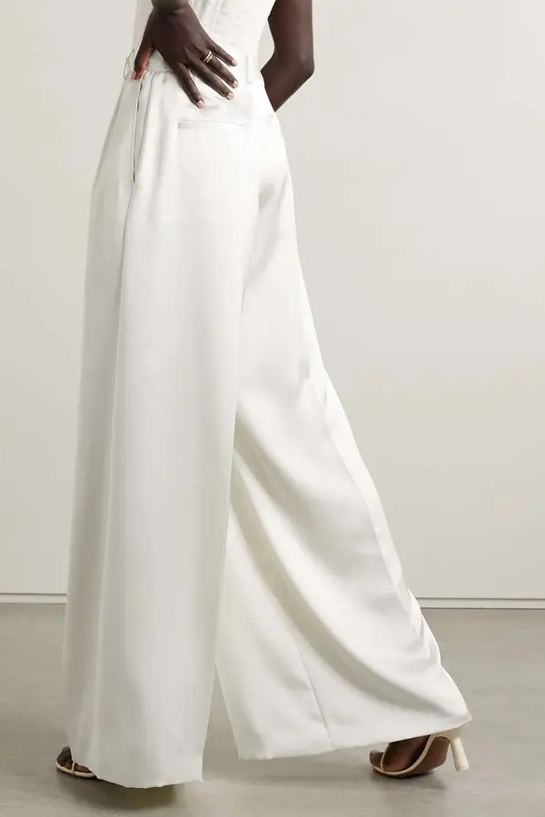 Christopher John Rogers Pleated Satin Wide-leg Trousers