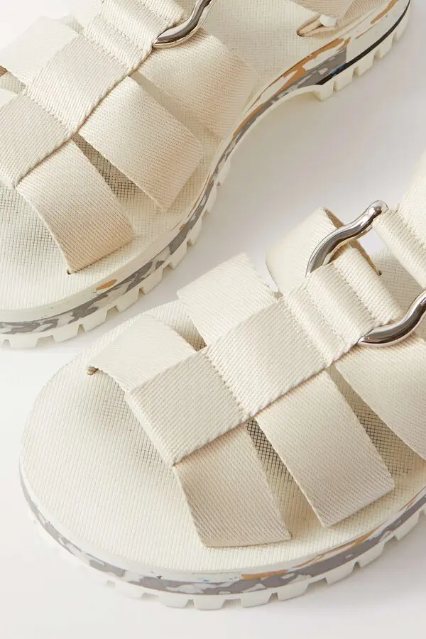 Chloé Net Sustain Nikie Embellished Webbing Flatform Sandals