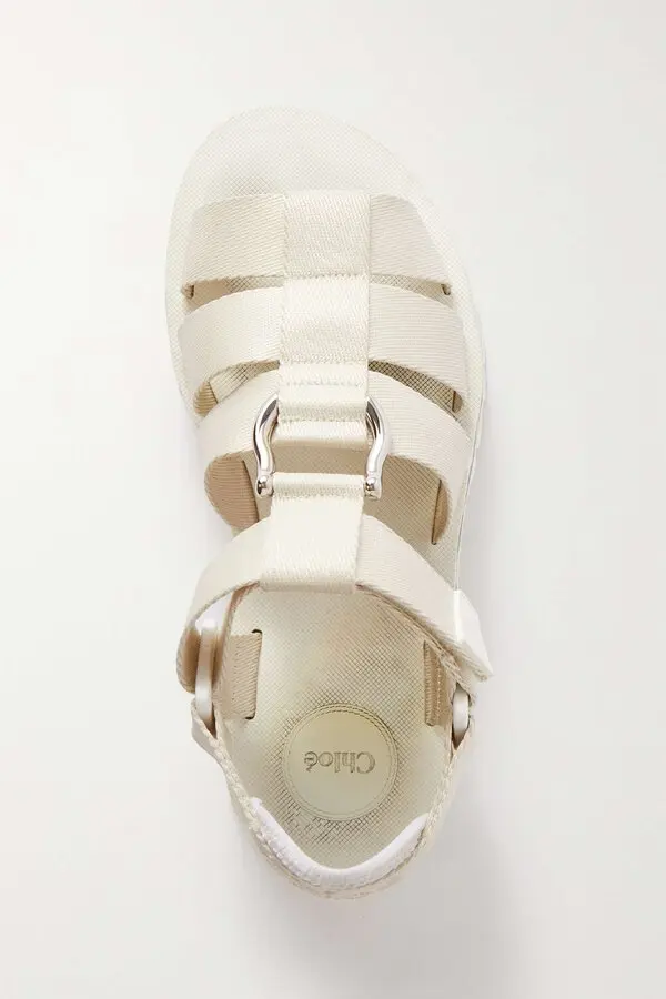 Chloé Net Sustain Nikie Embellished Webbing Flatform Sandals