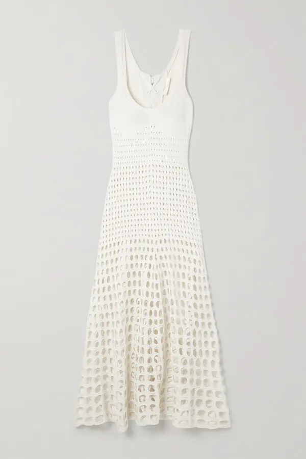 white christmas dresses Chloé Chloe White Crocheted lace mini dress Ladies – Afashionistastore