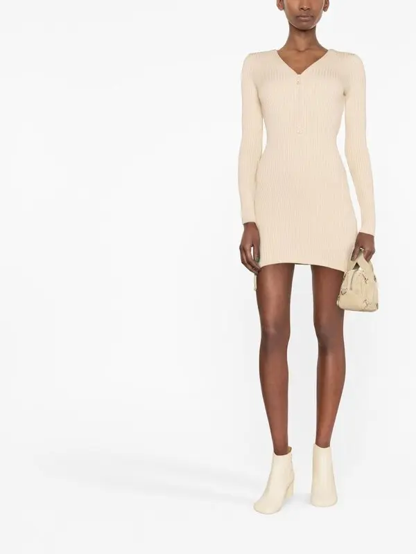 COURREGES Ribbed-knit Zip-up Dress