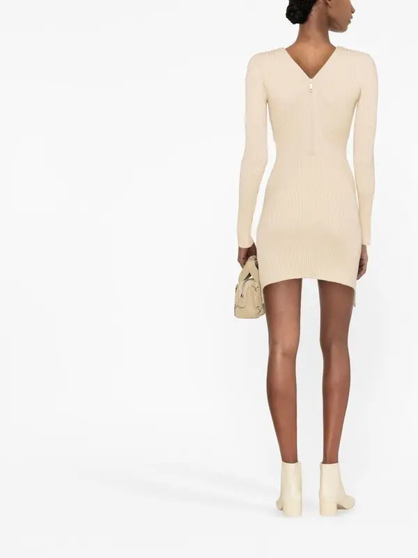 COURREGES Ribbed-knit Zip-up Dress
