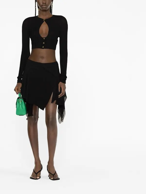 Versace Asymmetric Pleated Skirt - Black