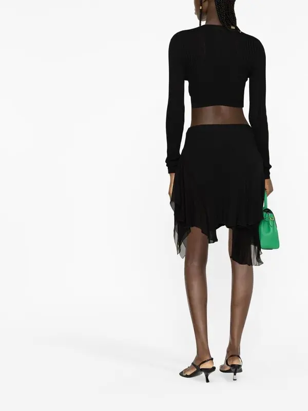 Versace Asymmetric Pleated Skirt - Black