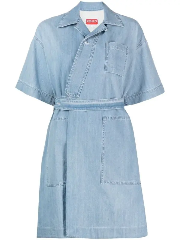 Kenzo Tied-waist Denim Wrap Dress