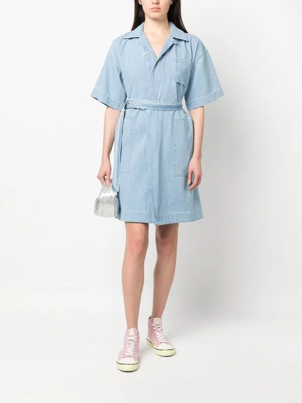 Kenzo Tied-waist Denim Wrap Dress