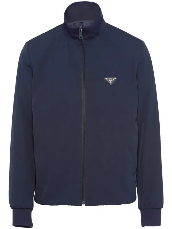 PRADA ネイビー ジップアップジャケット Prada Triangle-Logo Zip-Up Jacket In Blue | Editorialist