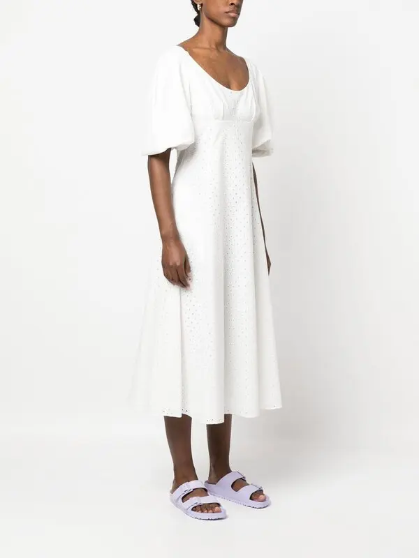 Kenzo Embroidered Puff-sleeve Midi Dress