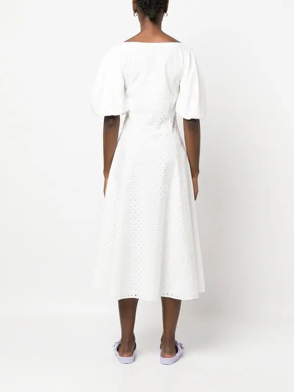 Kenzo Embroidered Puff-sleeve Midi Dress