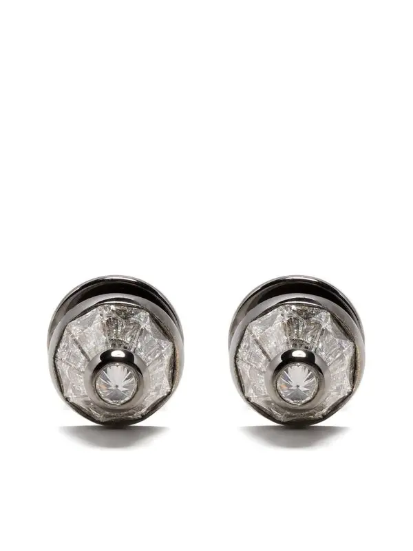 Nikos Koulis 18kt White Gold Diamond Stud Earrings - Silver
