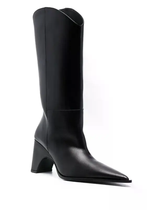 Coperni Bridge Cowboy Leather Boots - Black