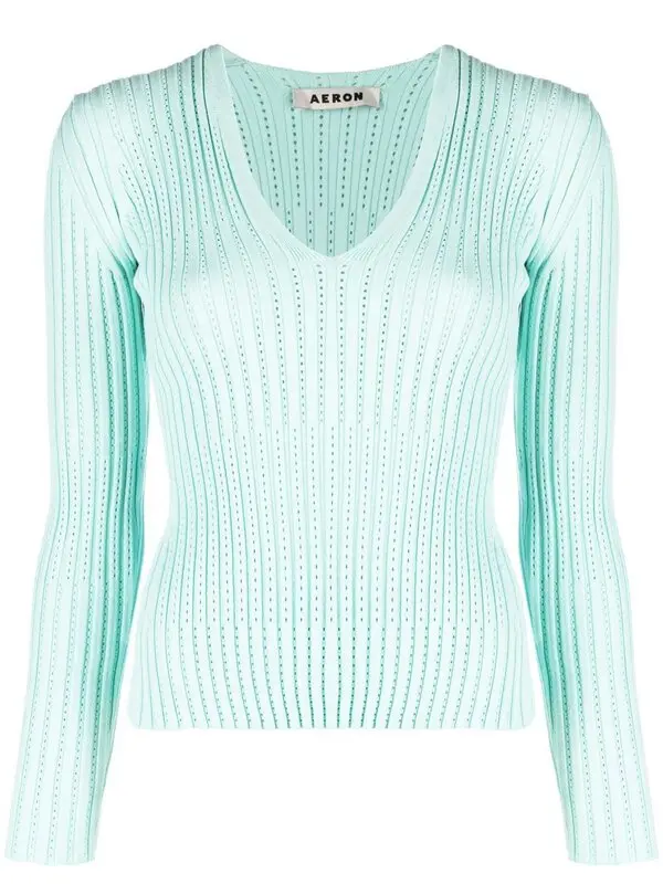 AERON Ribbed V-neck Top