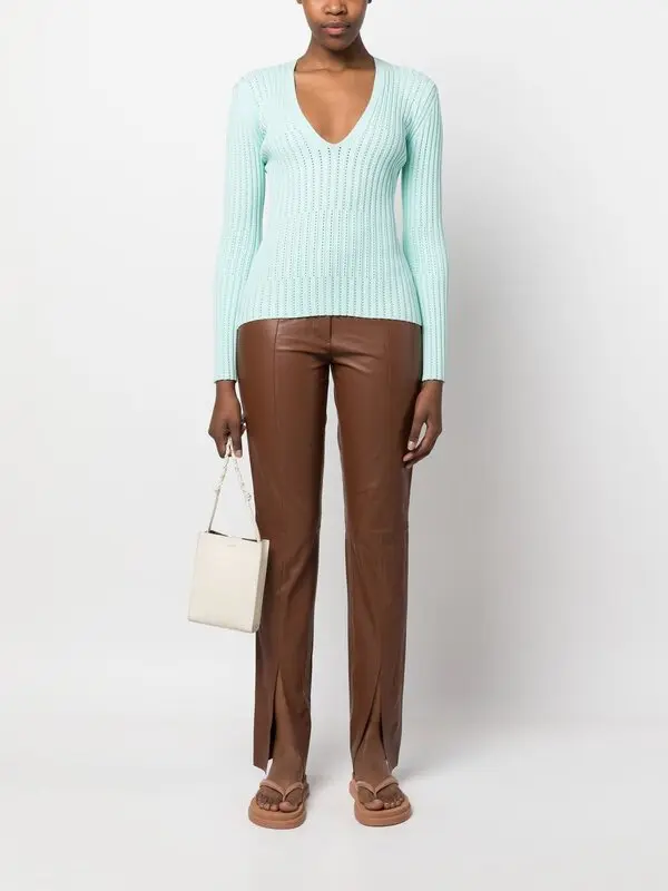 AERON Ribbed V-neck Top