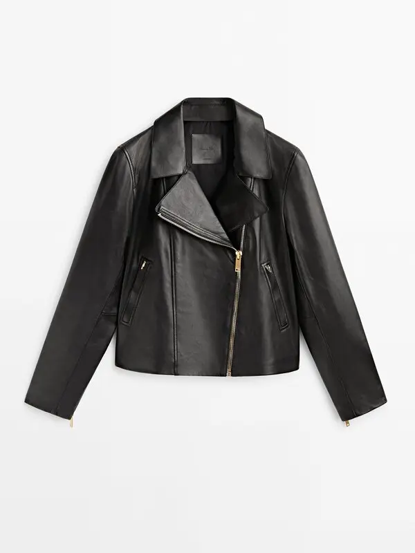 Massimo Dutti Nappa Leather Biker Jacket
