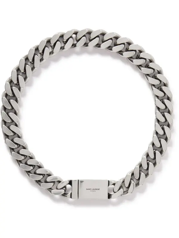 Saint Laurent Tone Chain Necklace - Silver