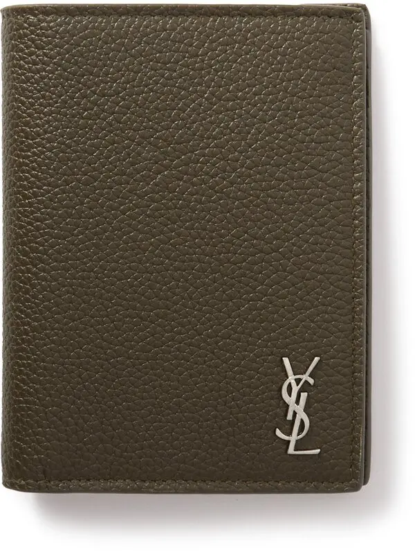 Saint Laurent Logo-appliquéd Full-grain Leather Billfold Wallet - Green