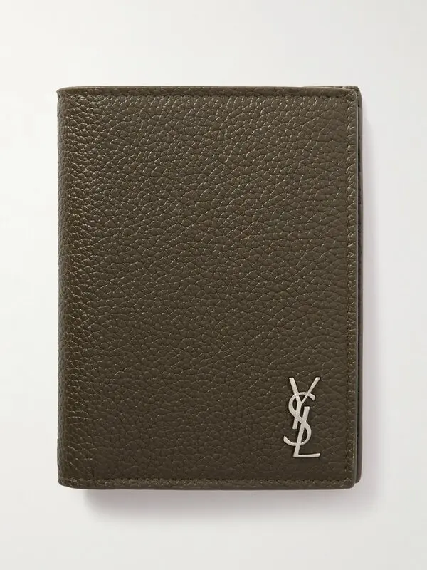 Saint Laurent Logo-appliquéd Full-grain Leather Billfold Wallet - Green