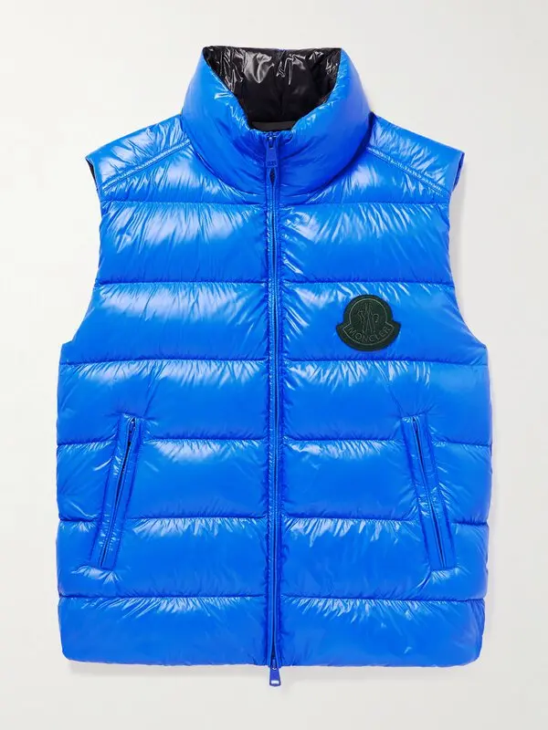 Moncler Parke Logo-appliquéd Quilted Down Gilet - Blue