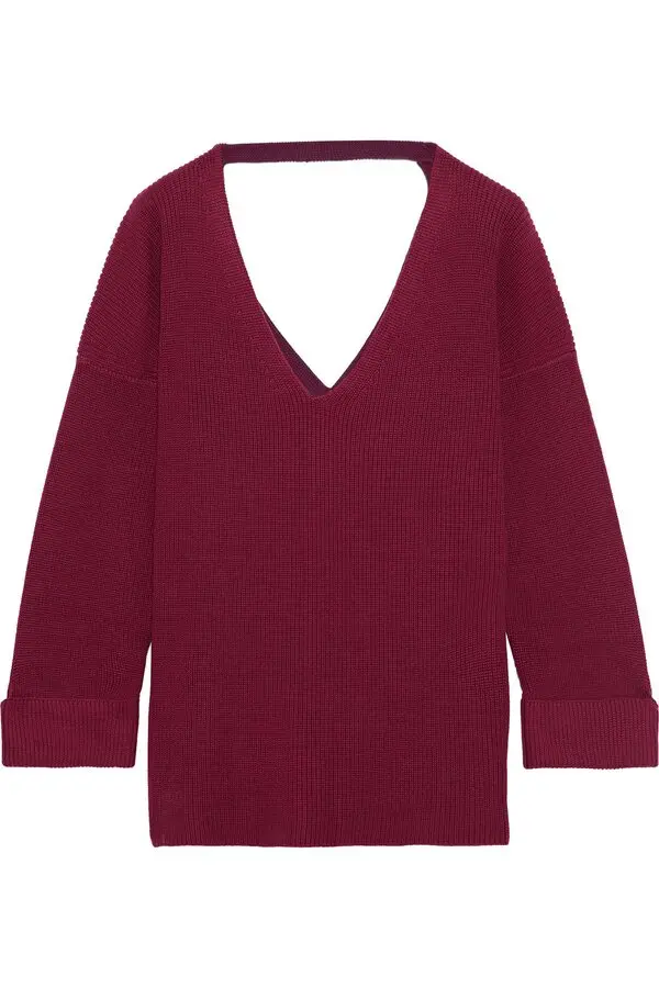 Autumn Cashmere Cutout Ribbed Cotton Sweater