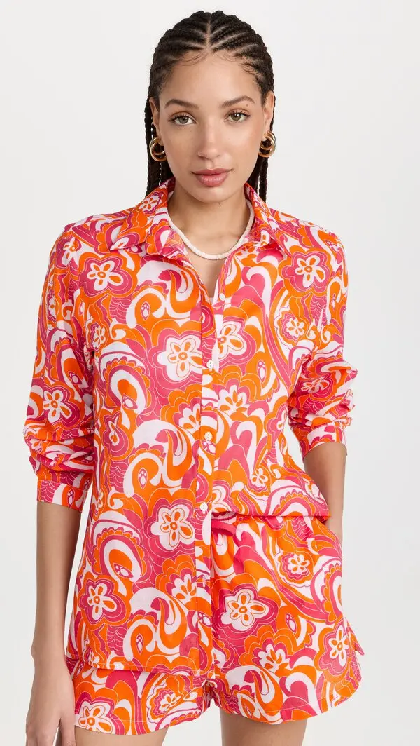 Playa Lucila Retro Top - Pink/orange Print