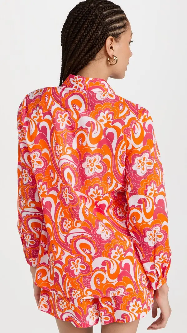 Playa Lucila Retro Top - Pink/orange Print