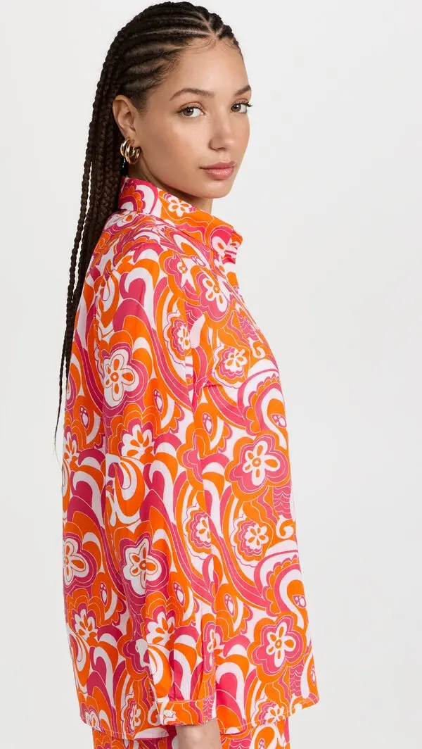 Playa Lucila Retro Top - Pink/orange Print