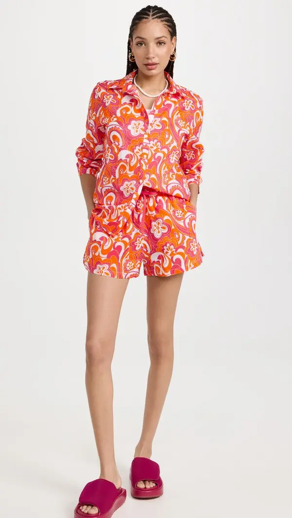 Playa Lucila Retro Top - Pink/orange Print