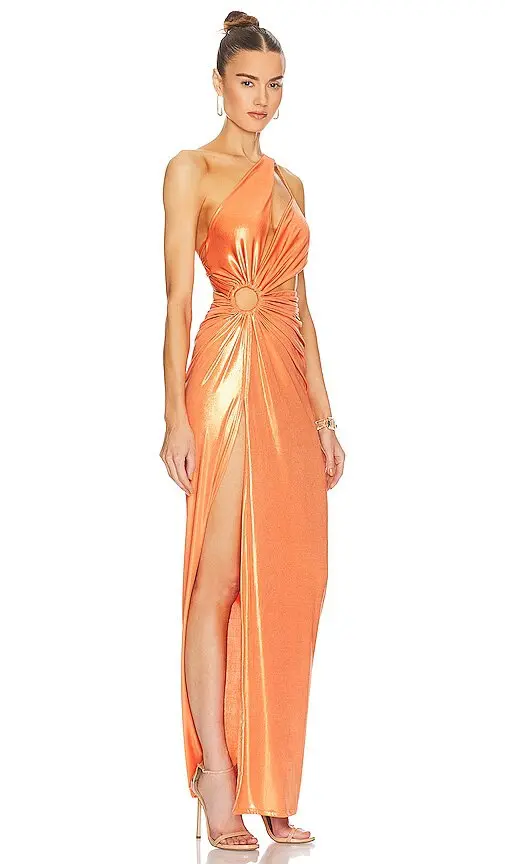 J.Angelique Mahala One-Shoulder Maxi Dress In Metallic Orange - 55% Off |  Editorialist