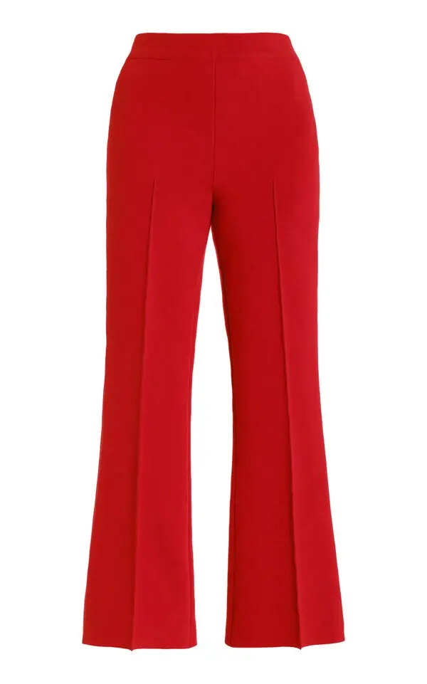 HIGH SPORT Exclusive Long Kick Flare Stretch-cotton Knit Trousers - Red
