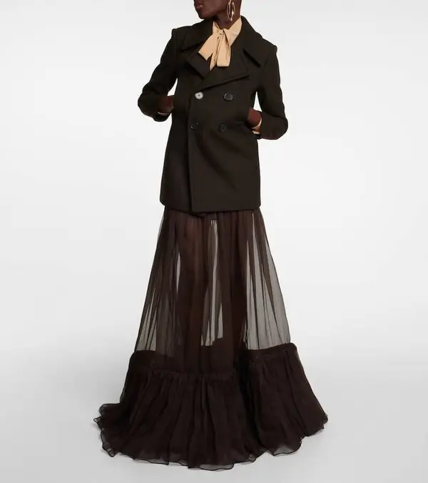 Saint Laurent Wool Gabardine Peacoat