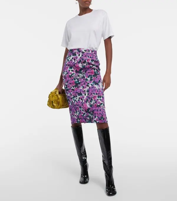 Dries Van Noten Floral Croc-effect Midi Skirt