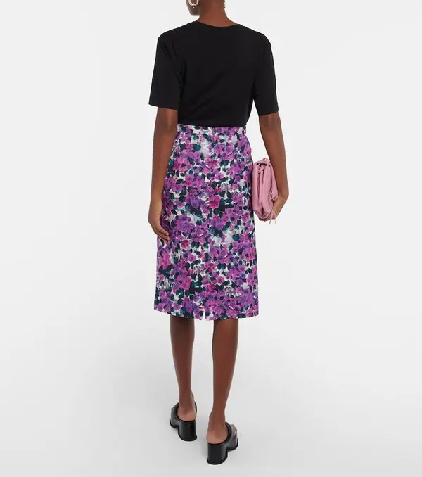 Dries Van Noten Floral Croc-effect Midi Skirt