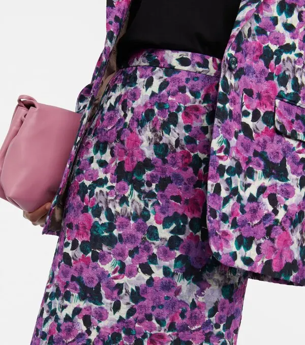 Dries Van Noten Floral Croc-effect Midi Skirt