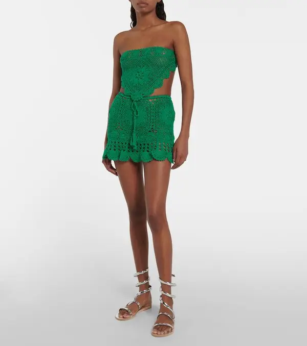 Anna Kosturova Triangular Crochet Top - Green