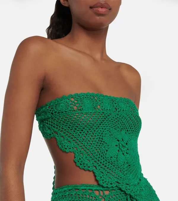 Anna Kosturova Triangular Crochet Top - Green