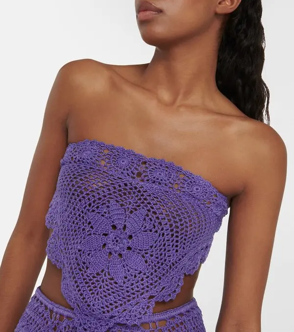 Anna Kosturova Triangular Crochet Top - Purple