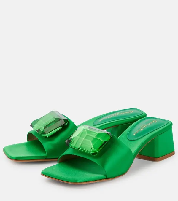 GIANVITO ROSSI Jaipur Embellished Satin Slides