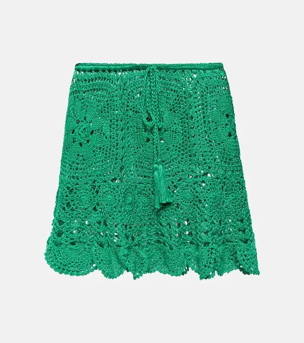 Anna Kosturova Crochet Mini Skirt - Green