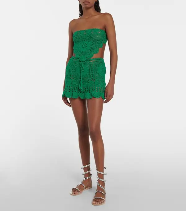 Anna Kosturova Crochet Mini Skirt - Green