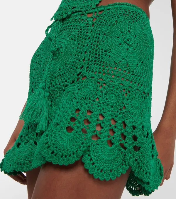 Anna Kosturova Crochet Mini Skirt - Green