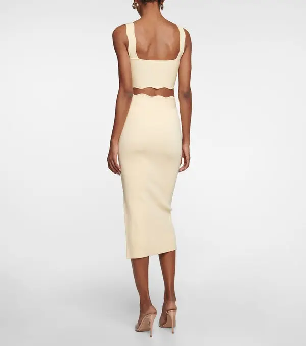 Galvan Delia Scalloped Midi Skirt