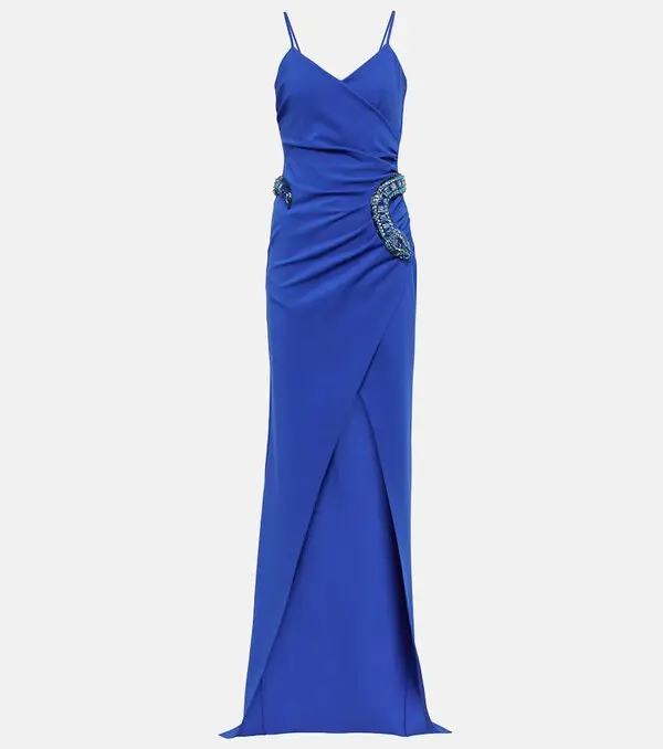Balmain Crystal-embellished Gown - Blue