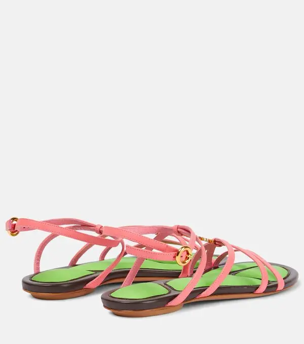 Jacquemus Embellished Leather Strappy Sandals - Pink