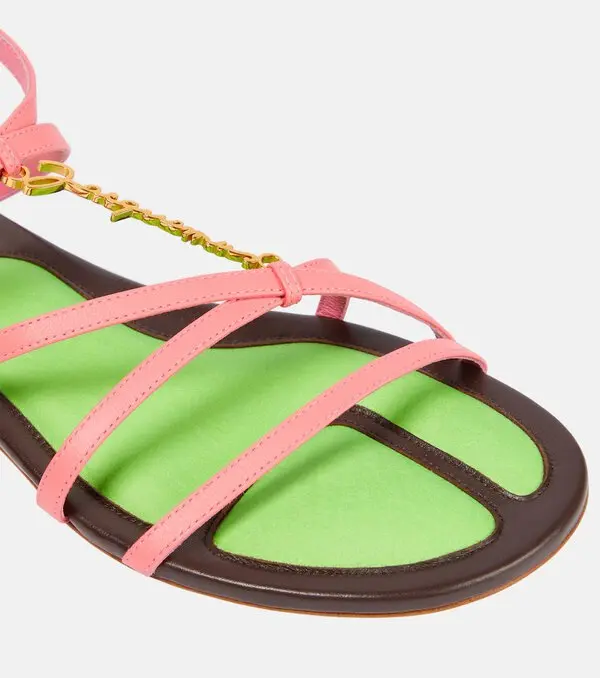Jacquemus Embellished Leather Strappy Sandals - Pink