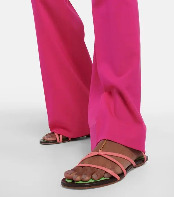 Jacquemus Embellished Leather Strappy Sandals - Pink
